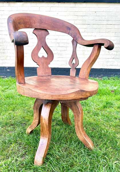 Victorian Walnut Captains Swivel Chair Wooden Desk Office Antique ...