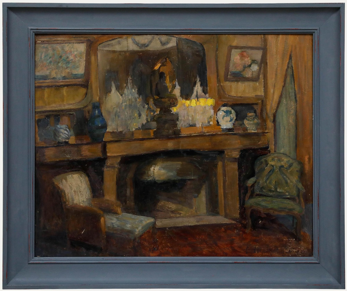 Cecile Hertz Eyrolles (1875 1974) Mid 20th Century Oil, Interior Scene ...