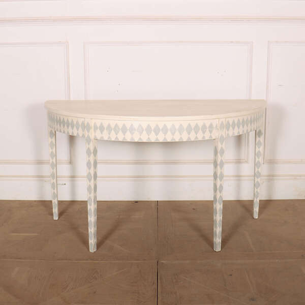 Swedish Painted Demi Lune Console Table | Vinterior