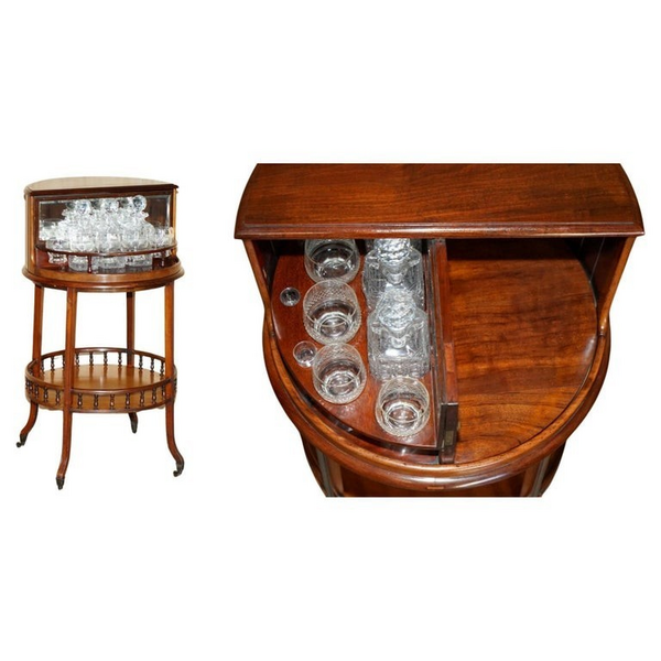 Antique Victorian 1880 Mahogany Cut Glass Crystal Spinning Drinks ...