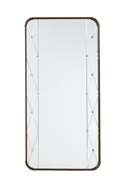 Mid Century Shaped Teak Frame Swedish Harlequin Mirror | Vinterior