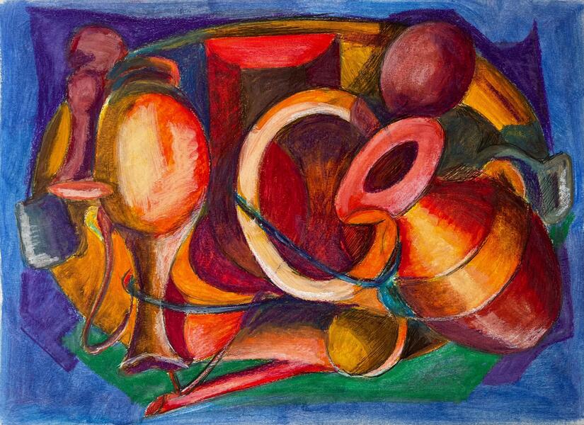 Guy Nicodabstract Still Life With Jugs And Vessels French Modernist Oil ...