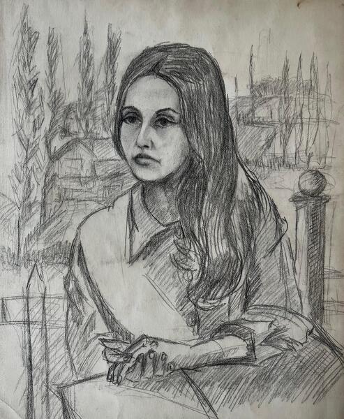 Guy Nicodportrait Of A Young Woman French Modernist Graphite Drawing By ...