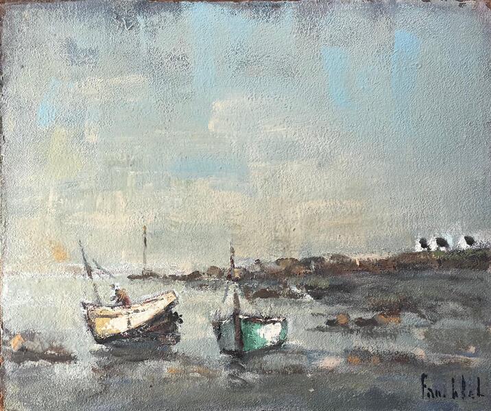 Fanch Lelfrench Coastal Scene With Boats At Low Tide In St Servan ...