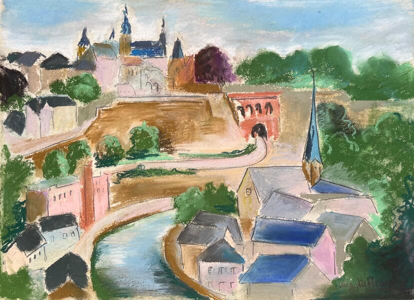 Anne Marie Migette Perardmid 20th Century Pastel Of Luxembourg City ...