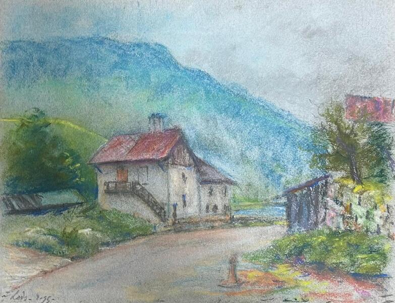 Regine Davidcharming Village Road Leading To A Rustic House With Red ...