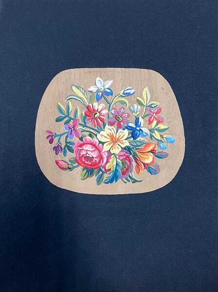 French Schoolcharming Floral Bouquet With Bright Blossoms In A Compact ...