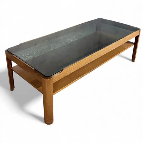 Vintage Myers Teak & Smoked Glass Coffee Table, Mid Century Modern ...