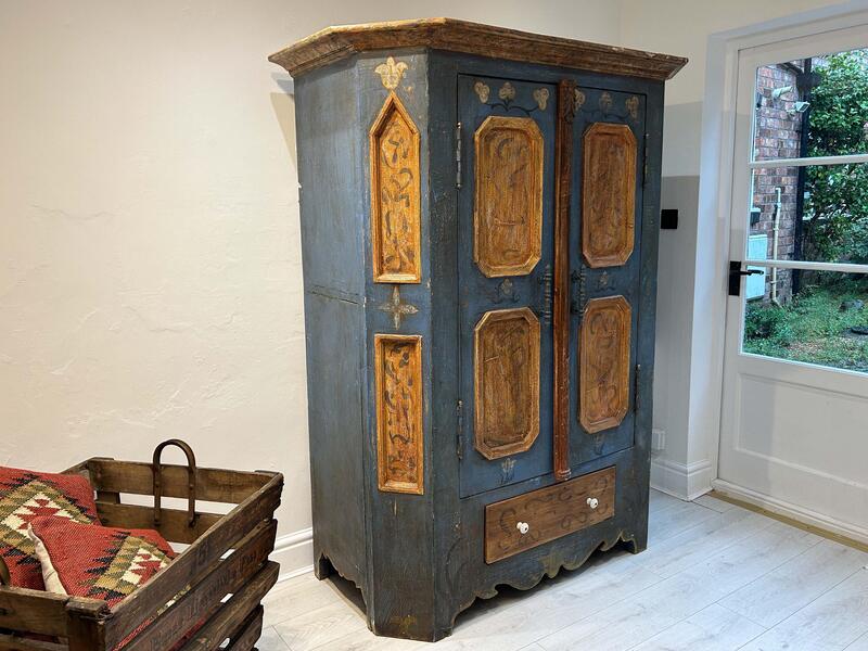 Antique Vintage Hand Painted Plaster On Pine East European Marriage ...