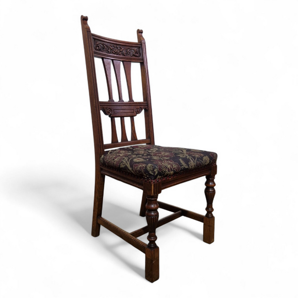 Antique Oak Bedroom Chair / High Back Carved Oak Hall Chair ...