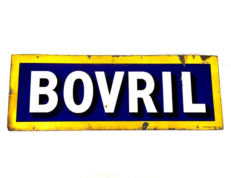 Antique Advertising Early 20th Century Bovril Enamel Sign Blue & Yellow ...