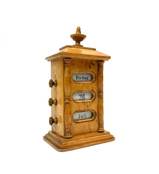 Very Rare German Antique Biedermeier Birch Wood Perpetual Desk Calendar ...