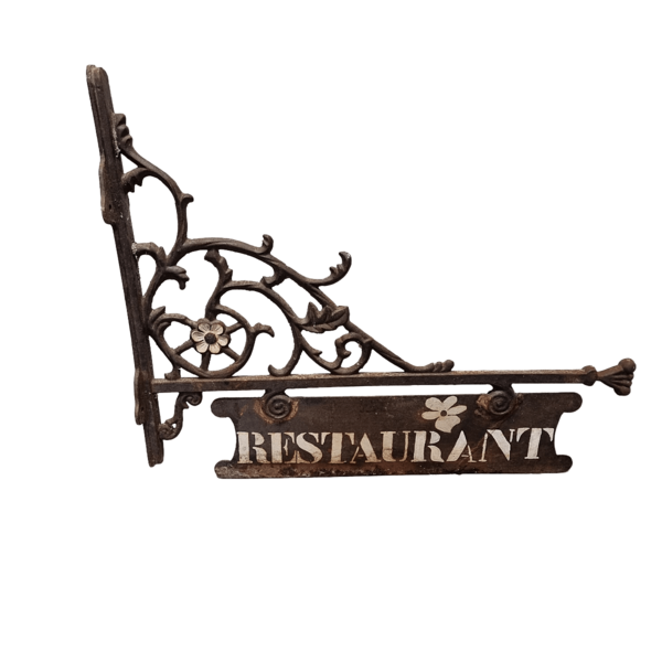 Old Cast Iron Restaurant Sign, 1900s | Vinterior