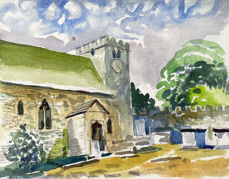 John Steane (B.1931) Wytham Church Oxfordshire Watercolour Painting Of ...