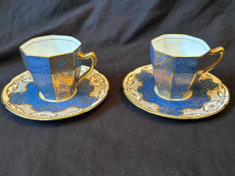 Royal Doulton Art Deco Hand Painted Demitasse Cups & Saucers Gilt ...