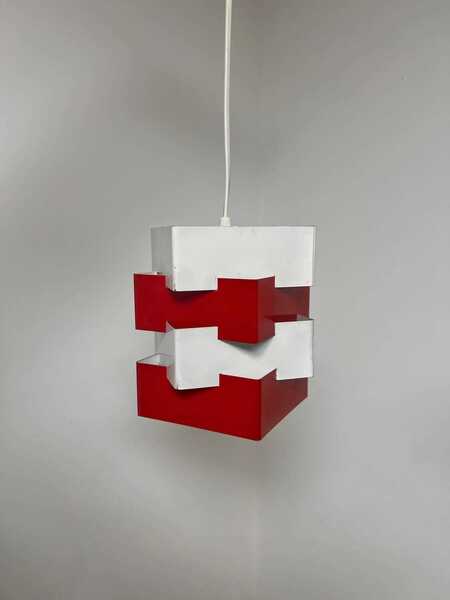 Mid Century Modern Red & White Metal Pendant Light, Ikea Sweden | Ikea ...