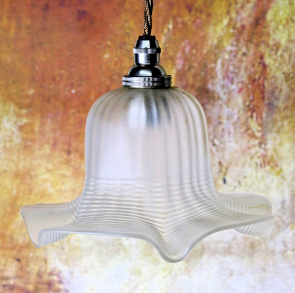 Ceiling Light Antique Small Edwardian Frosted Glass Pendant Hand ...
