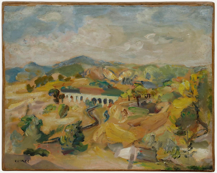 Ludwig Klimek (1912 1992) Mid 20th Century Oil, The Stone Viaduct ...