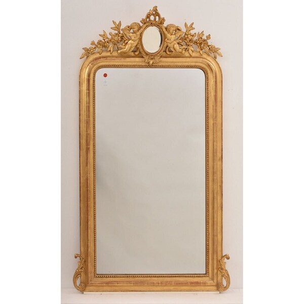 Antique Gold Leaf Wall Mirror, Flowers And Cherubs, Louis Philippe, XIX ...