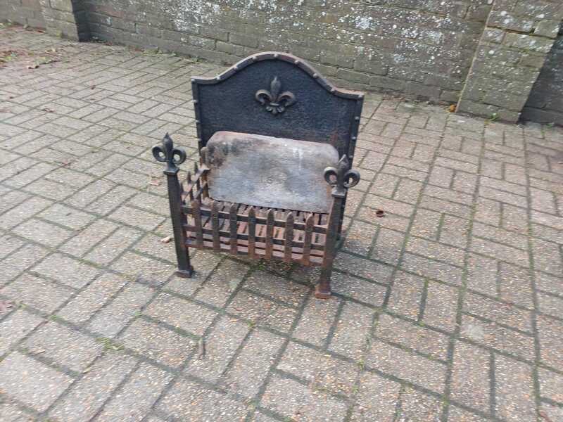Large Heavy 1920s Cast Iron Fireplace Inset Heavy Antique Fire Basket ...