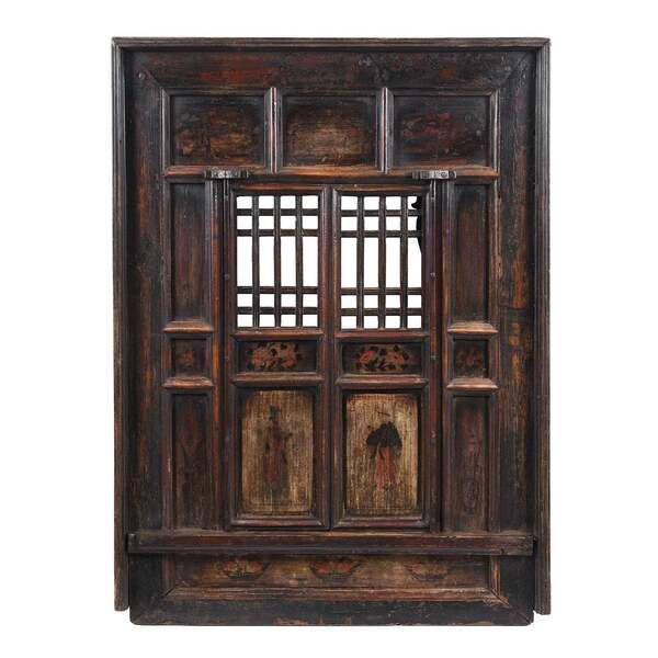 Chinese Painted Lattice Window From Shanxi 19th Century | Vinterior
