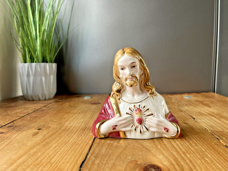 Vintage Italian Ceramic Jesus Christ Sacred Heart Bust 112 Sculpture ...