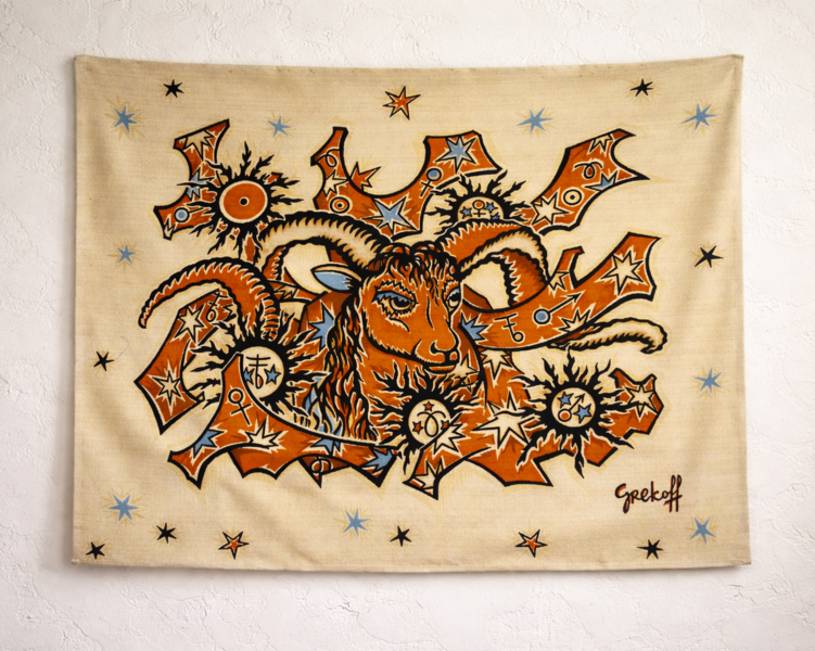 Zodiac Tapestry "The Aries" In Wool, Cartoon By Elie Grekoff, Published ...