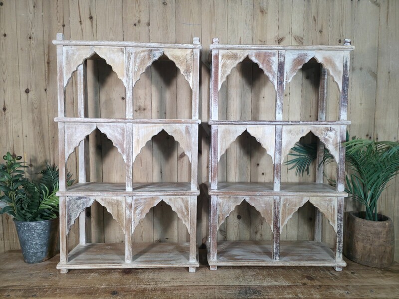 Vintage Reclaimed Indian Solid Wooded Arched Temple Wall Display Shelf ...