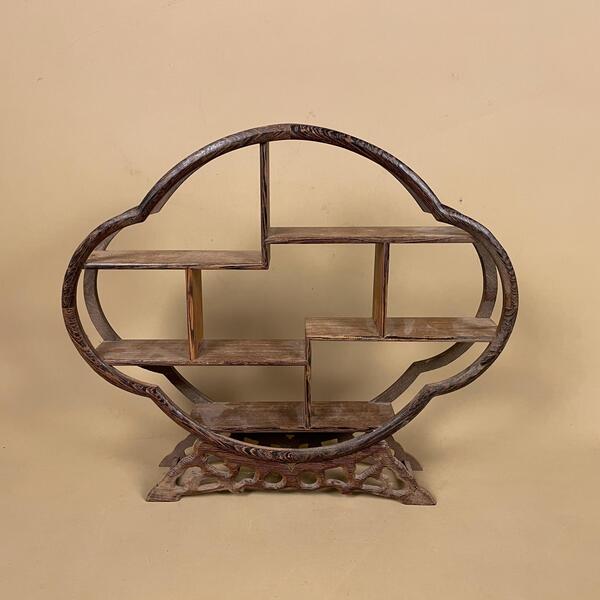 Chinese Wooden Mini Display Stand Shelves Wood Ornate Curio Cabinet ...