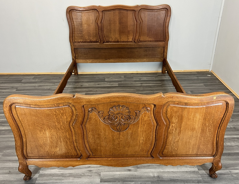 Bed Vintage French Louis XVI Double Bed Frame Oak Carved Headboard Lot ...