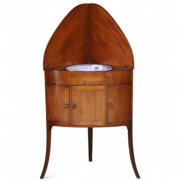 Antique Mahogany Georgian Corner Washstand With Blue & White Ceramic ...