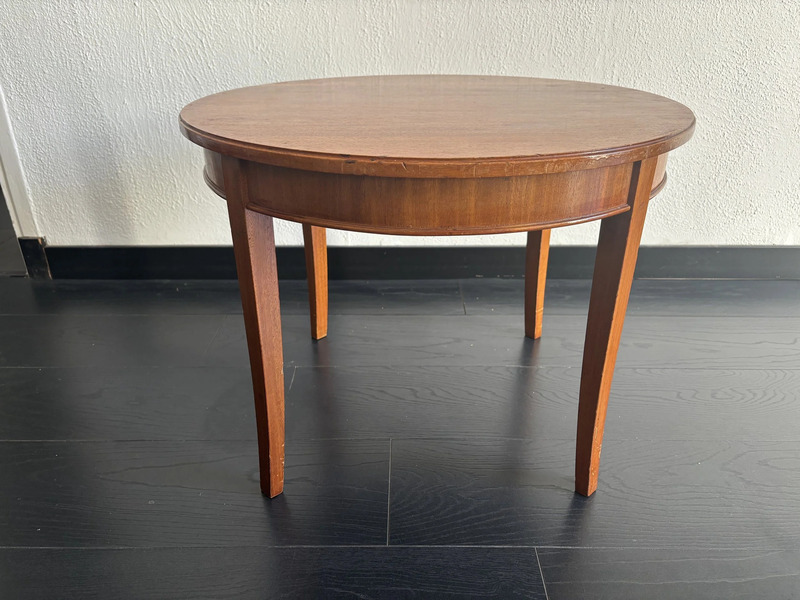 Vintage 1950s Hainke Germany Round Wooden Side Table 61 Cm | Vinterior