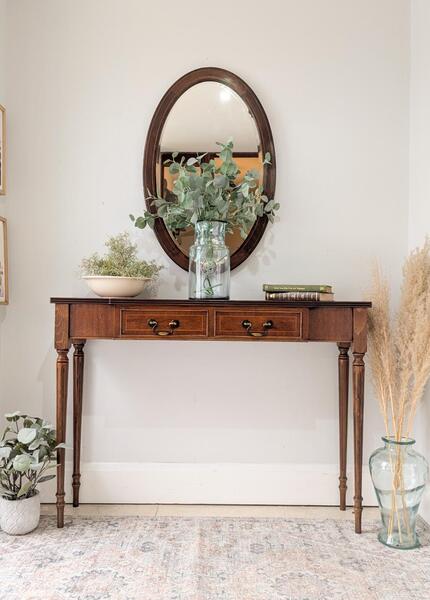 Compact Mahogany Writing Desk / Small Dressing Table/ Washstand With ...