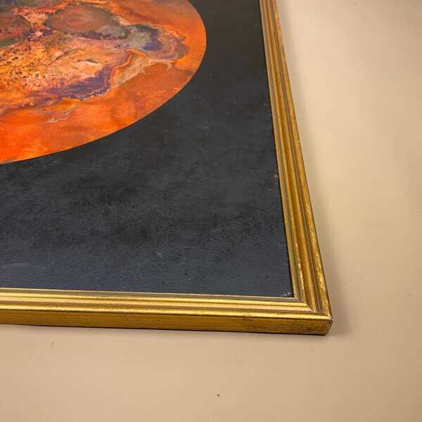 Vintage Abstract Painting Framed Planet Circle Space Modernist Acrylic ...