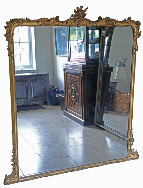 Antique Very Large 19th Century Gilt Floor Overmantle Wall Mirror High ...