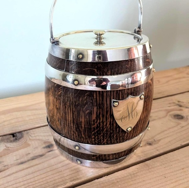 A Super 1920s Oak Wooden Biscuit Barrel With Silver Plated Fittings ...