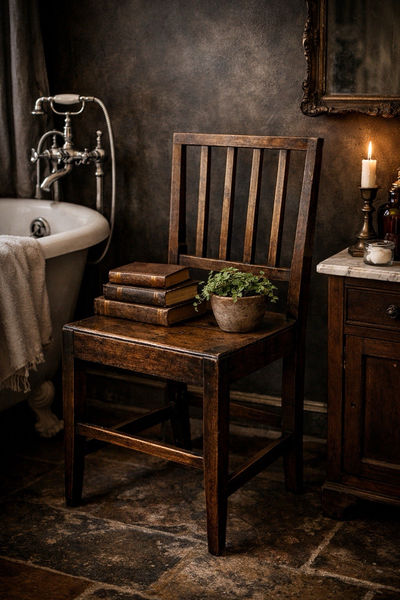 Antique Victorian Oak Slat Back Chair Country Primitive Kitchen Hall ...