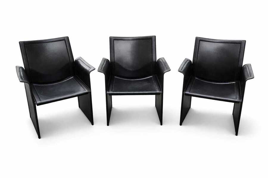 1 Of 6 Korium Chairs In Black Leather, Tito Agnoli For Matteo Grassi ...