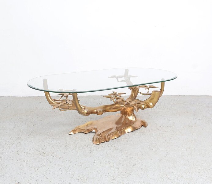 Brass And Glass Bonsai Coffee Table Attributed To Willy Daro, 1970s ...