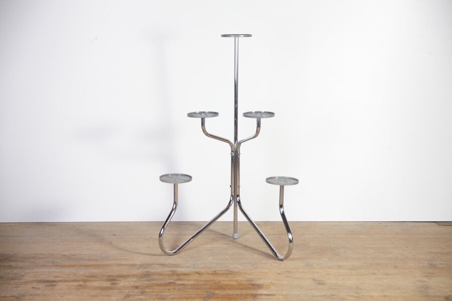 Mid Century Chrome Corner Flower Stand Or Shelf, Former Czechoslovakia ...