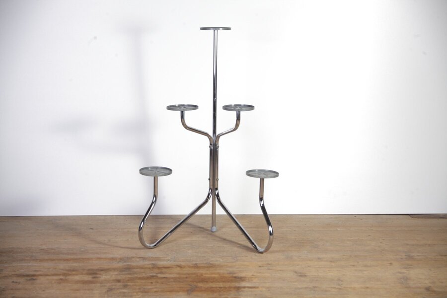 Mid Century Chrome Corner Flower Stand Or Shelf, Former Czechoslovakia ...