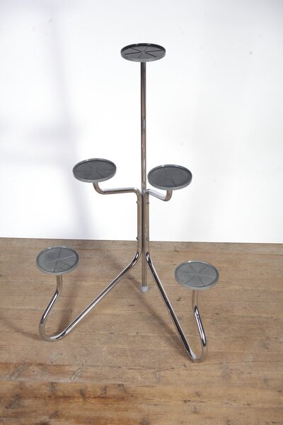 Mid Century Chrome Corner Flower Stand Or Shelf, Former Czechoslovakia ...