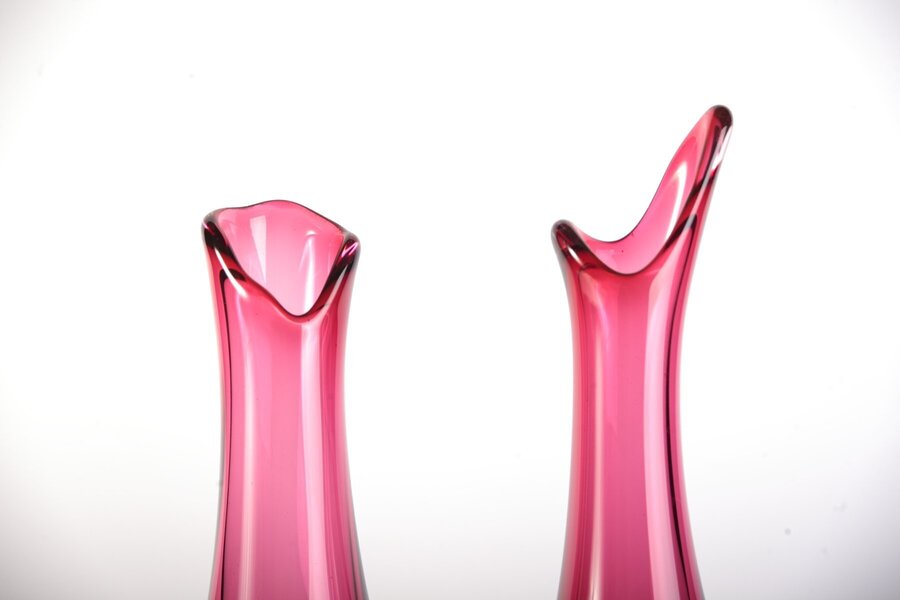 Ruby Glass Vase By Milena Veliskova For Skrdlovice, Czech, 1960s, Set ...