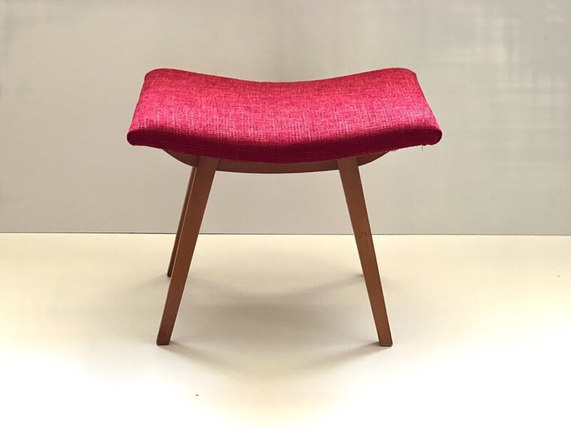 Mid Century Red Fabric Footstool, 1970s | Vinterior