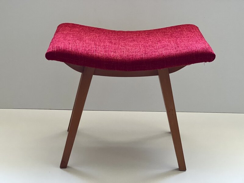 Mid Century Red Fabric Footstool, 1970s | Vinterior