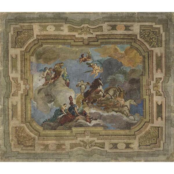 Decorative Panoramic Wallpaper Look Like A Scène Céleste In Antique ...