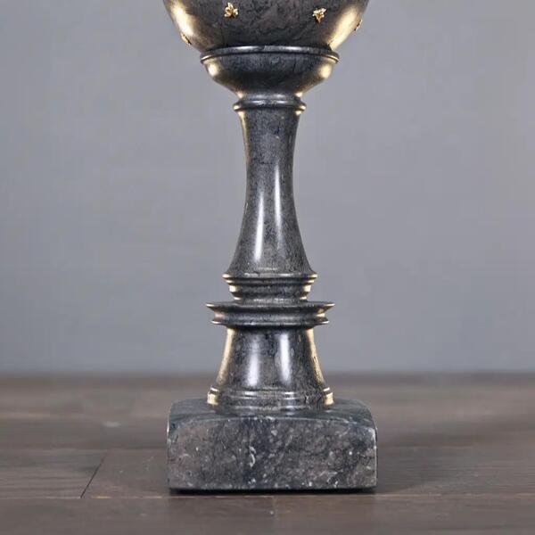 Grey/Black Marble Bilboquet With Gilded Bees, Empire Classic Style ...