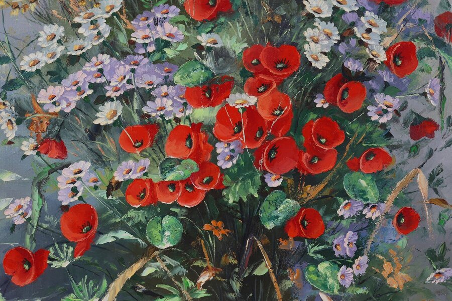 Roger Remmerie, Baroque Still Life With Flowers, 20th Century, Oil On ...