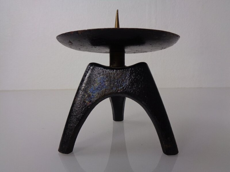 German Brutalist Iron Candleholder, 1960s | Vinterior