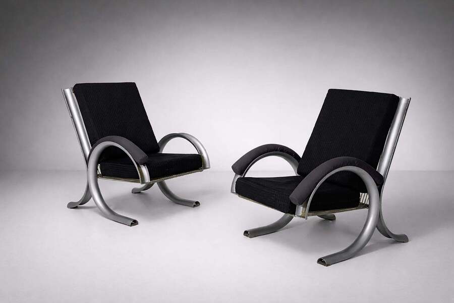 Pair Of Prototype Ferrotipi Armchairs By Gianantonio Malacrida And P ...